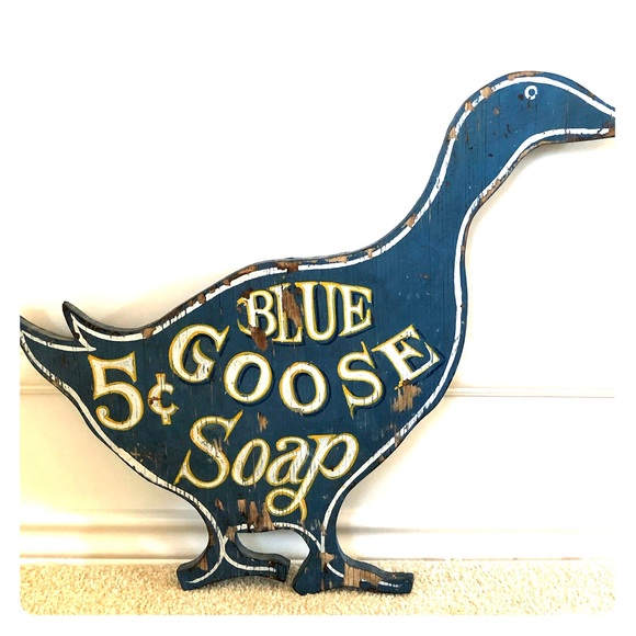 Wall Decor | Vintage Blue Goose Soap 5 Cent Wood Sign Rustic | Poshmark